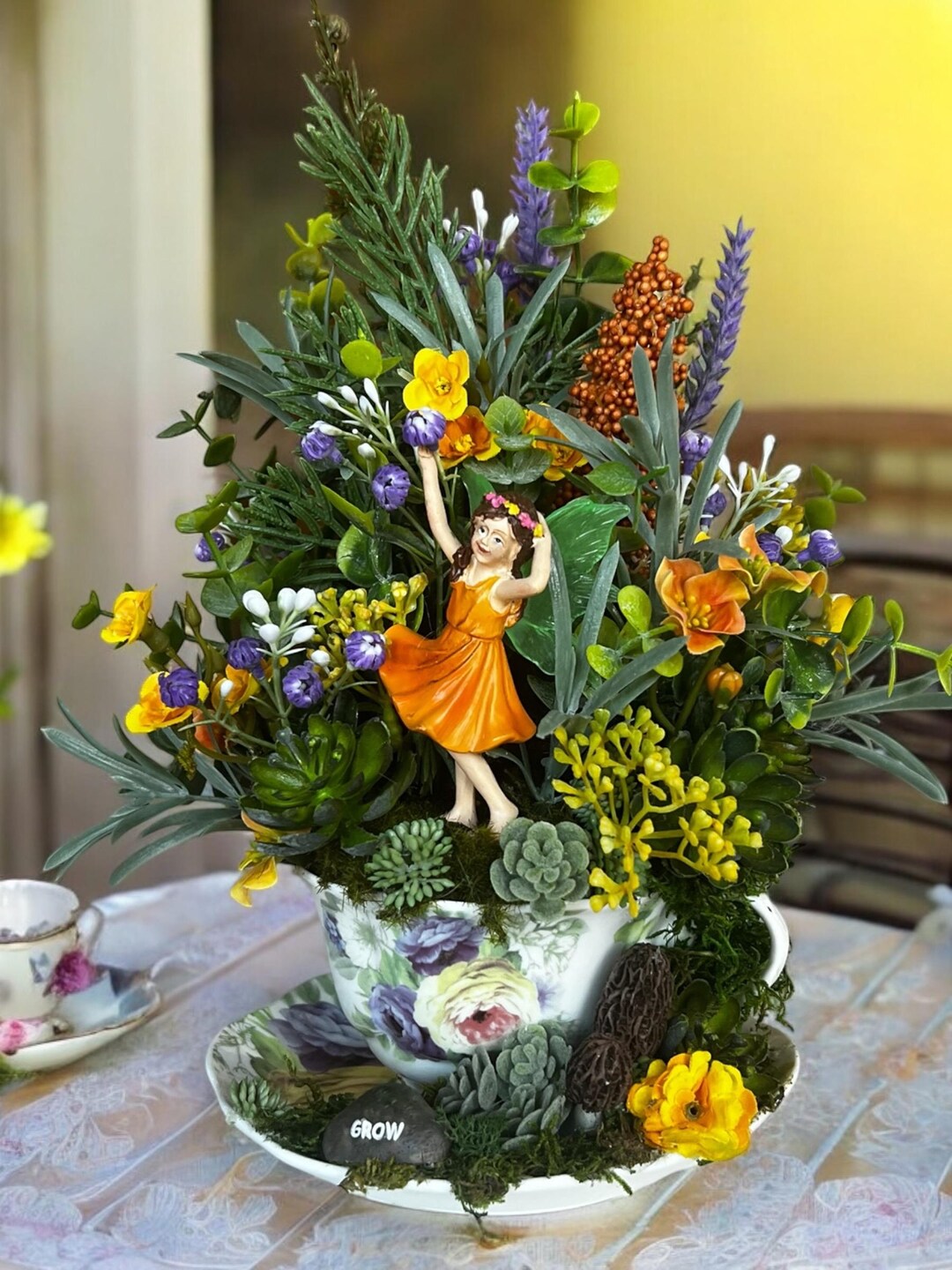 Enchanted Fairy Garden Table Arrangement, Fairy Party Decor, Whimsical ...