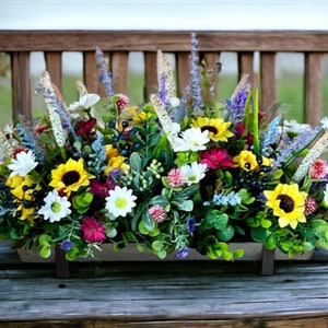Rustic Farmhouse Wildflower Centerpiece: Long Table Floral Arrangement ...