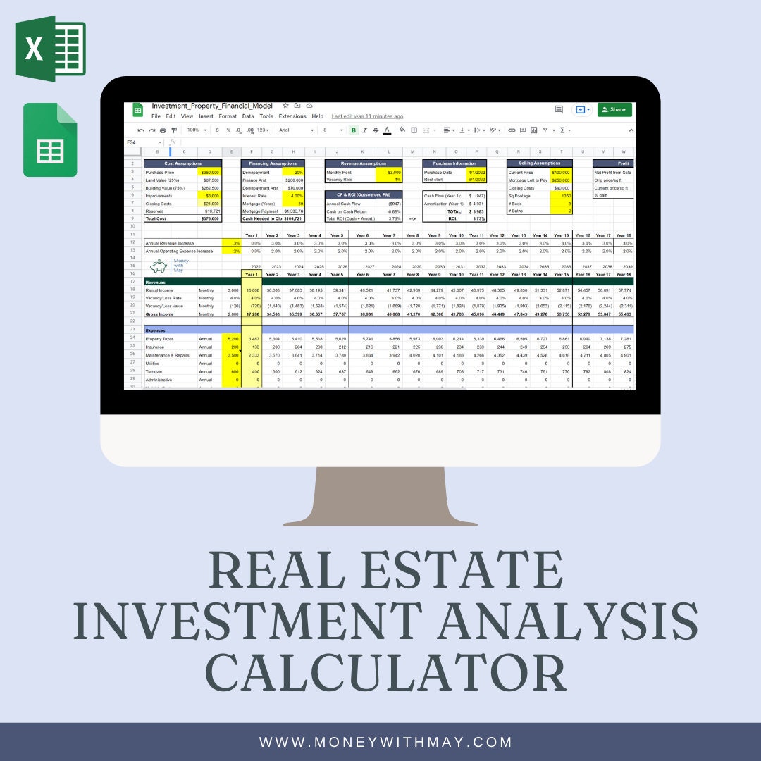 Rental Property Investment Calculator - ROI, NOI and Cash Flow Analysis ...