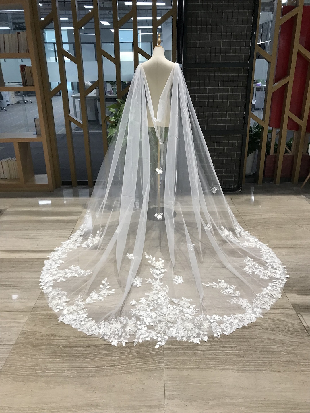 3D Flowers Bridal Cape, Fairy Lace Flower Cape With 3d Flower, Soft ...