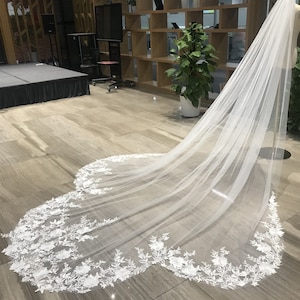 Irregular Mermaid Tail Bridal Veil, Cathedral Peony Flower Wedding Veil ...