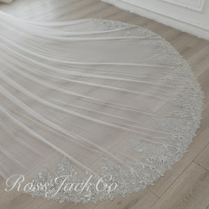 Bridal Veil Sequin Lace Starfish Seaweed, Beading Beach Style Bridal Veil, 1 Tier 137" Starfish ...