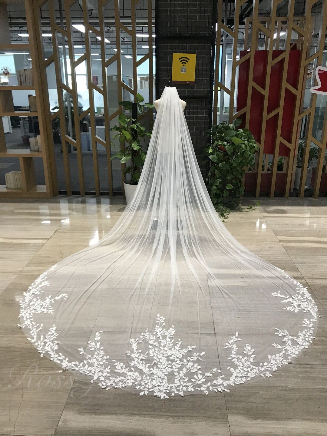 Veil Wedding Plant Leaves Elegant Embroidered Plants Bridal Veil Lace ...