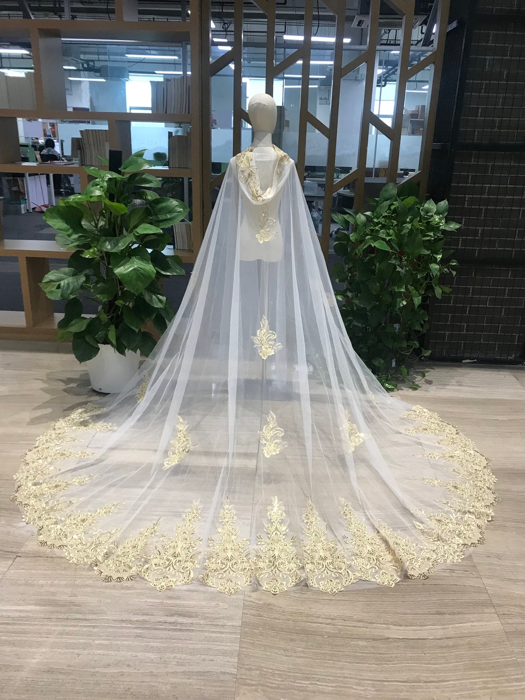 Golden Lace Wedding Cape Handmade Shinning Gold Lace Bridal - Etsy