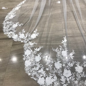 Irregular Mermaid Tail Bridal Veil, Cathedral Peony Flower Wedding Veil ...