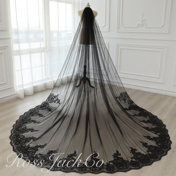 Black wedding veils to buy online store