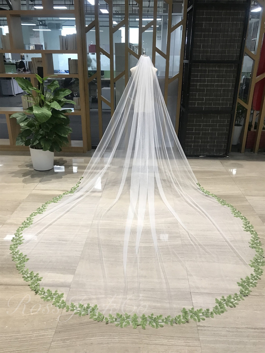 Fairy Bridal Veil New With Fresh Green Leaves Trim Unique Wedding Veil ...