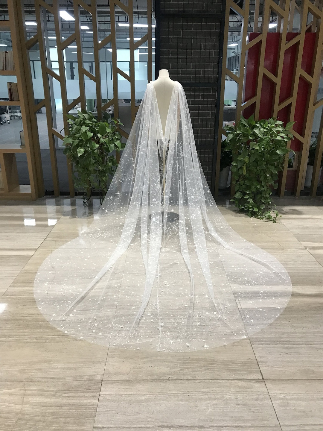 Shinning Starry Flowy Bridal Cape, Fairy Stars and Planets Cape, Soft ...
