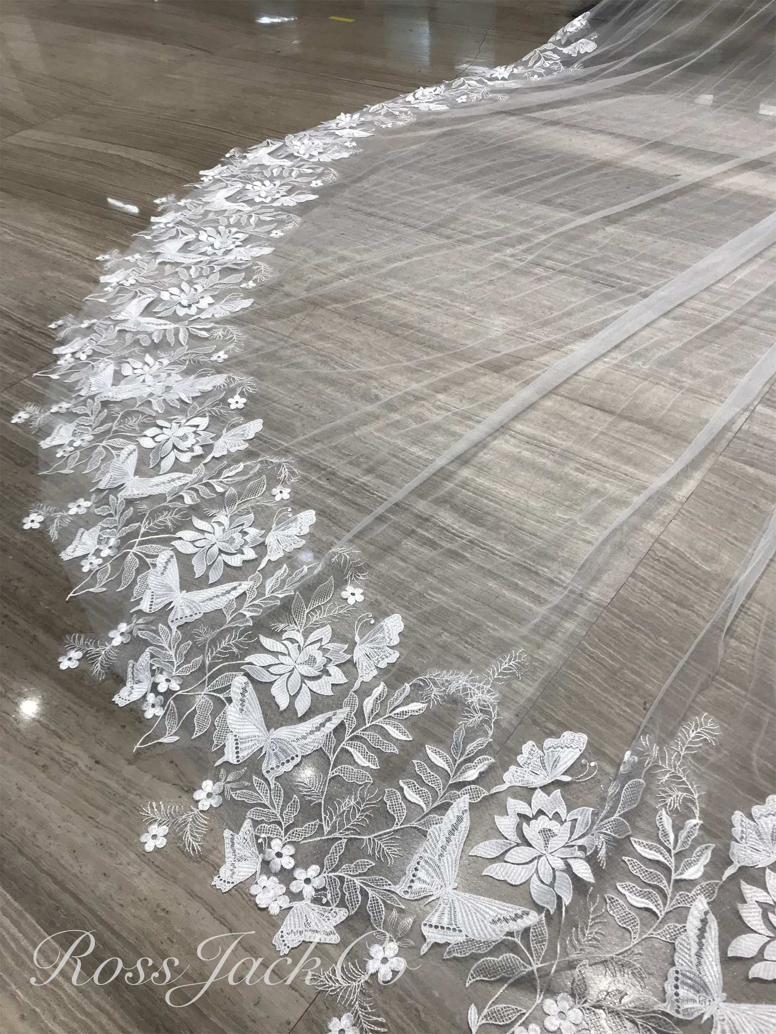 Butterfly Veil Wedding, One Tier Veil With Soft Butterfly Lace Trim ...