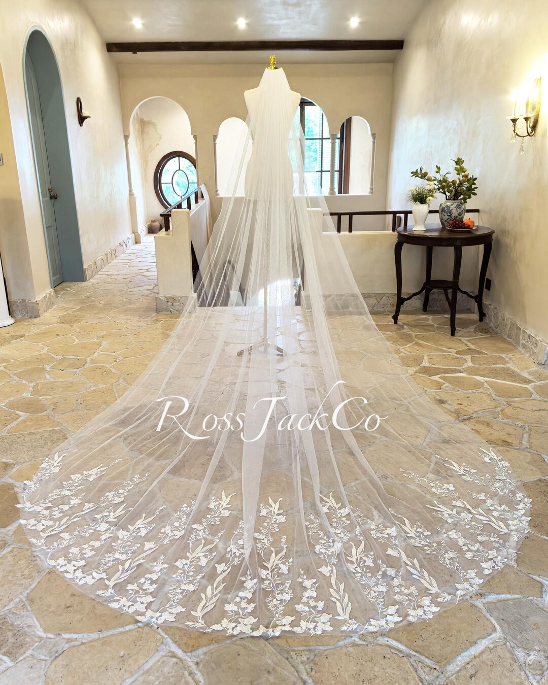 Wild Flowers Veil, Bridal Veil With Wild Flower Lace, Veil Floral, Veil ...