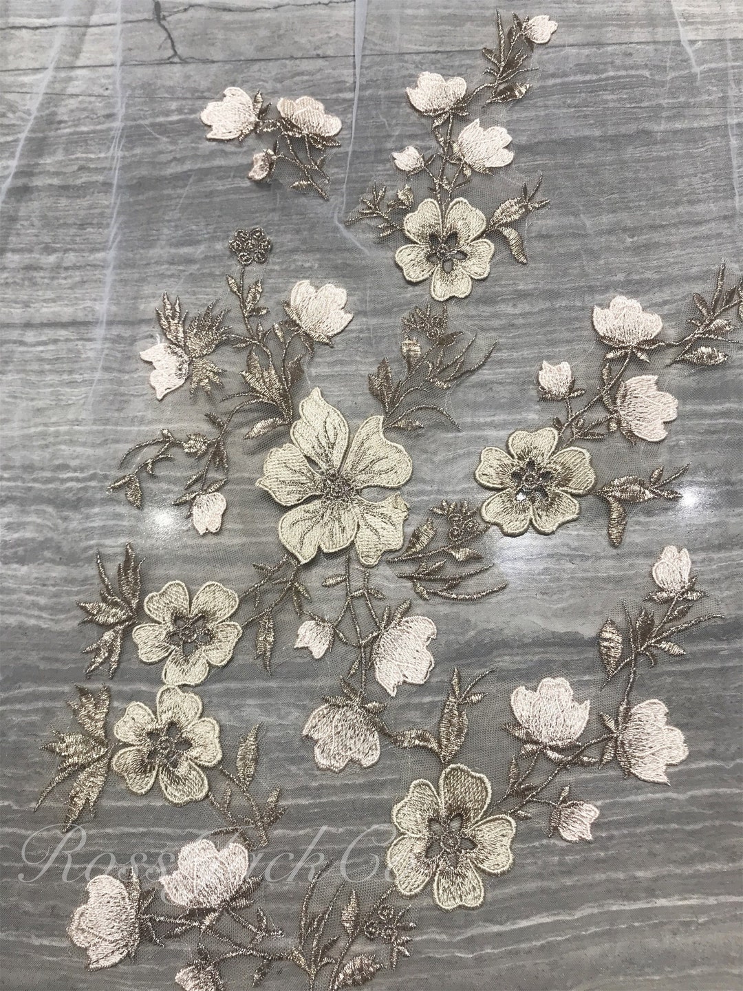 Golden Shinning Flowers Veil Wedding Elegant Embroidered Rose Gold ...