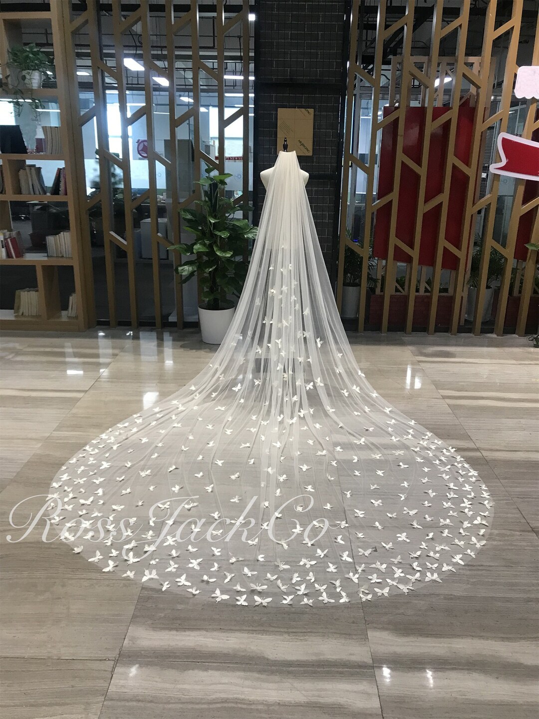 Dreamy Veil Wedding Butterfly, Soft Tulle Ivory Bridal Veil 1 Tier 137 ...