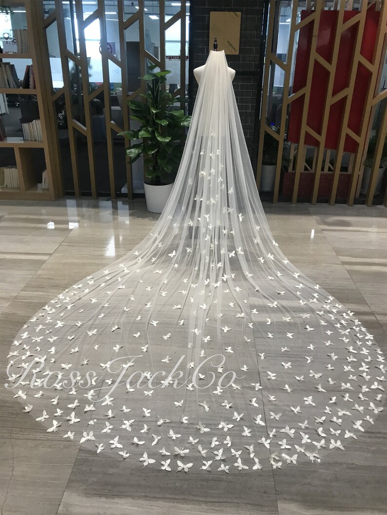 Dreamy Veil Wedding Butterfly, Soft Tulle Ivory Bridal Veil 1 Tier 137 ...