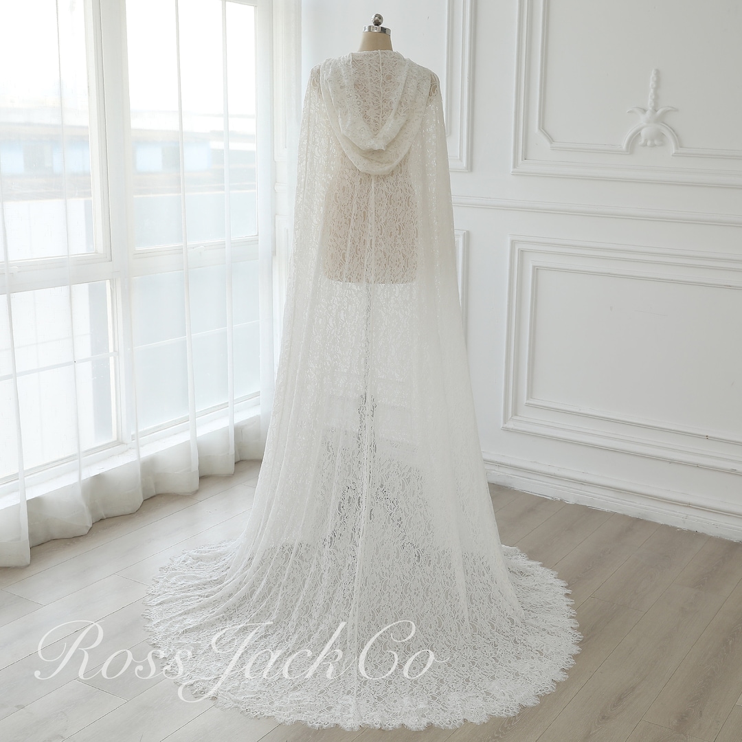 Pure Lace Fairy Bridal Veil Cape, Fluffy Flowers Lace Veil Cape, Tied ...