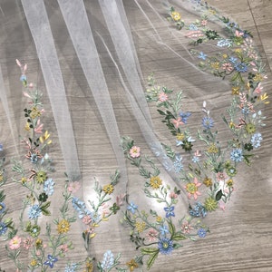 Colorful Wild Flower Wedding Veil, Super Fairy Colorful Lace Bridal ...