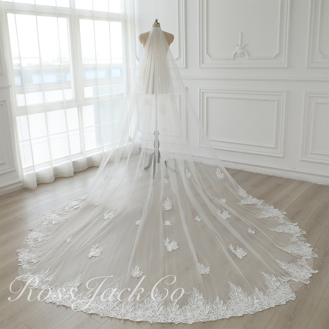 Sequin Lace Starfish Seaweed Bridal Veil, Soft Tulle Beach Themed ...