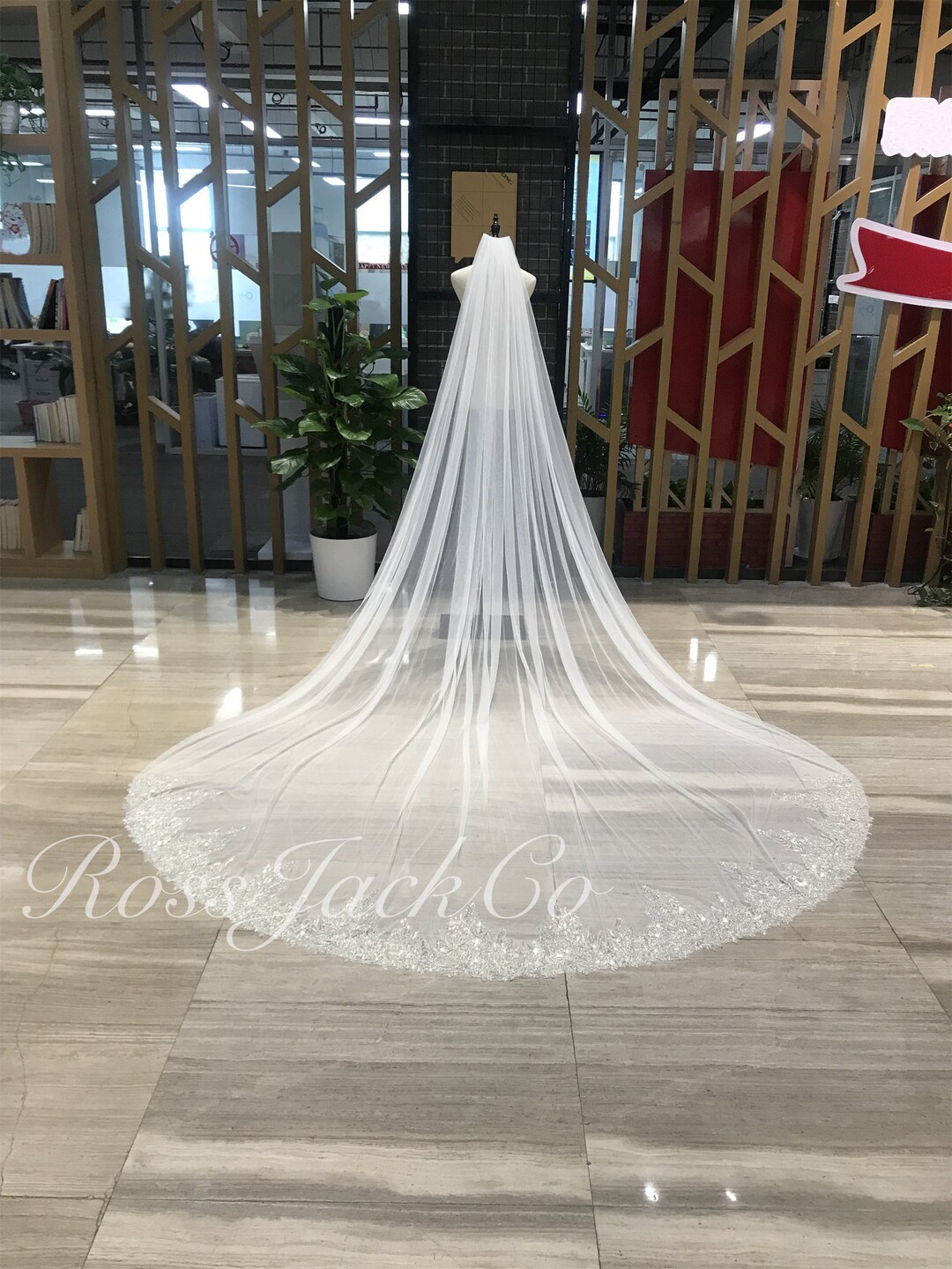 Beach Theme Veil, Bridal Veil Sequin Starfish Seaweed, Soft Tulle Ivory Bridal Veil, Unique ...