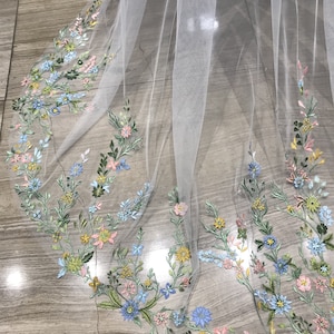 Colorful Wild Flower Wedding Veil, Super Fairy Colorful Lace Bridal ...