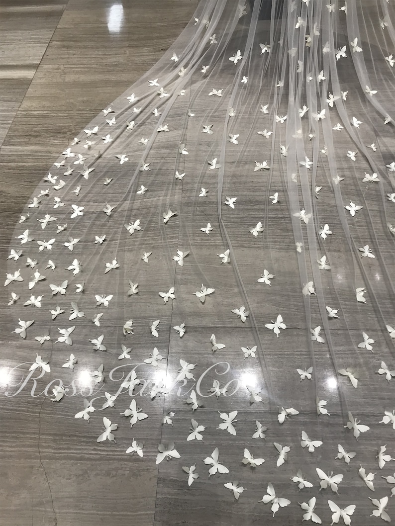 Dreamy Veil Wedding Butterfly, Soft Tulle Ivory Bridal Veil 1 Tier 137 ...