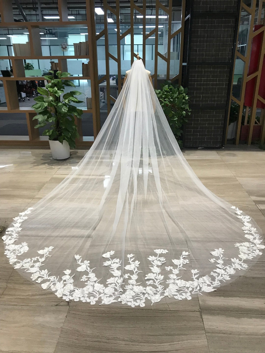 3d Flower Bridal Veil, Royal Veil With Peony Flower, Veil 1 Tier With ...