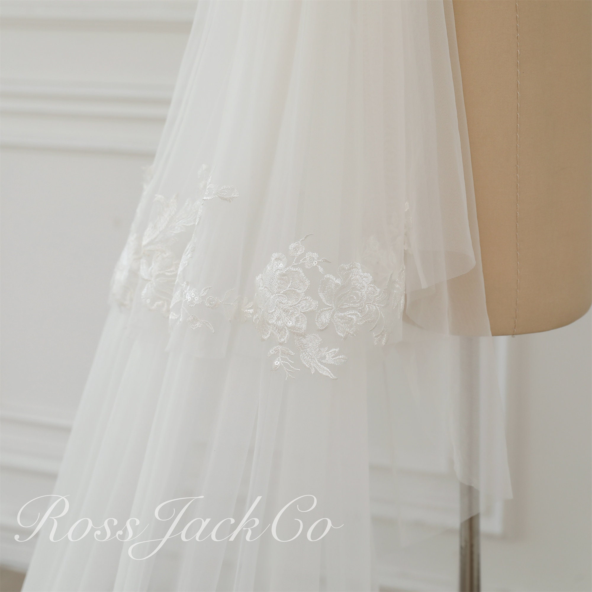 Elegant Embroidered Peony Flower Wedding Veil Bridal Veil - Etsy