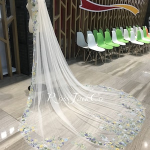 Colorful Wild Flower Wedding Veil, Super Fairy Colorful Lace Bridal ...