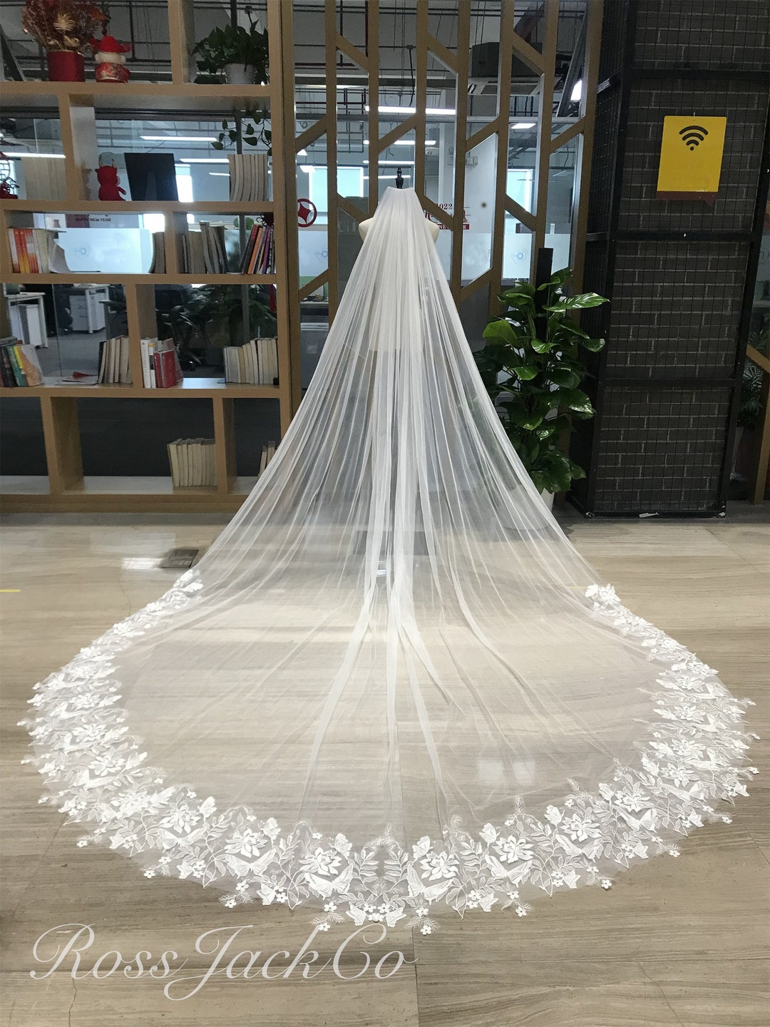 Butterfly Veil Wedding, One Tier Veil With Soft Butterfly Lace Trim ...