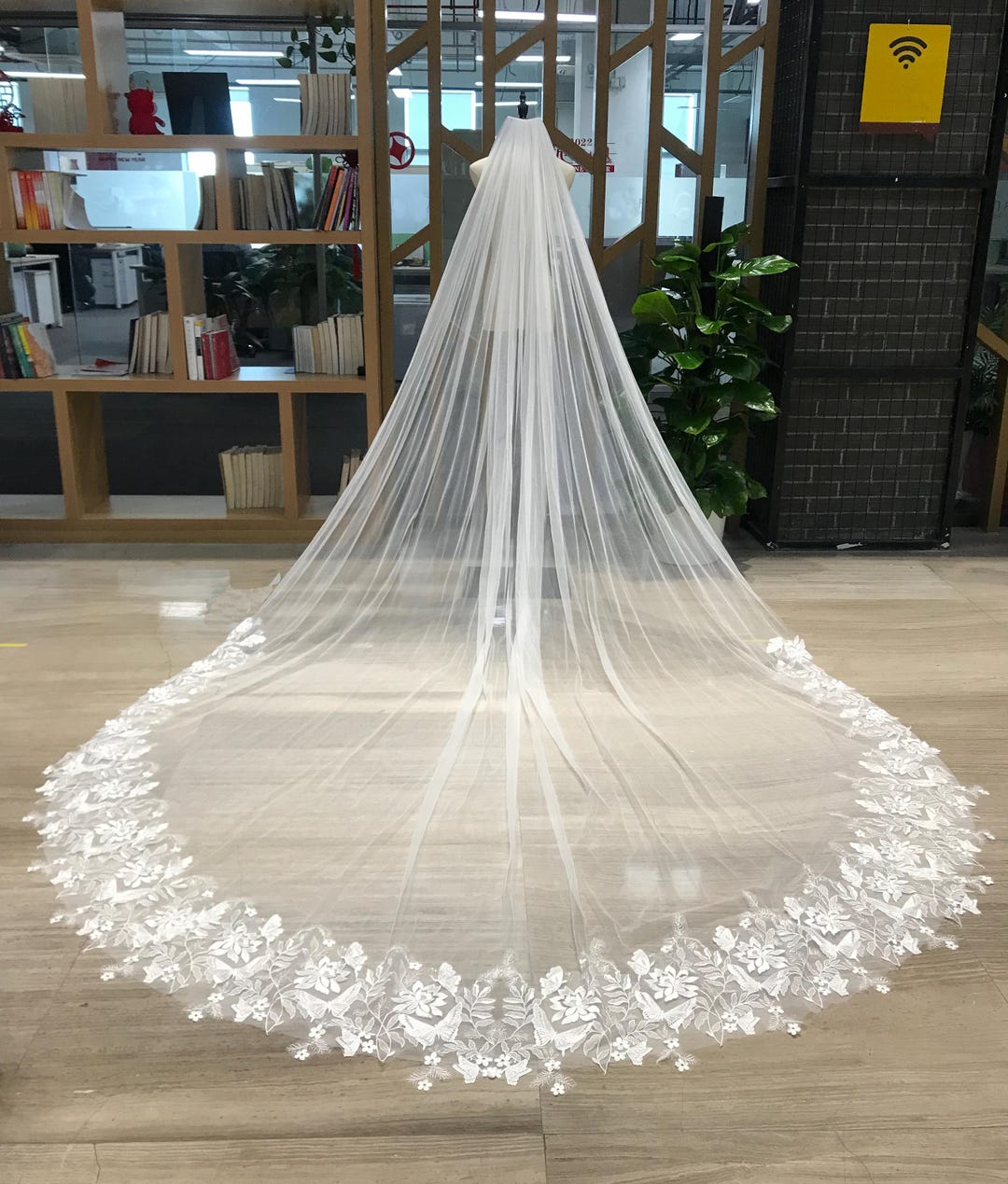 Butterfly Veil Wedding, One Tier Veil With Soft Butterfly Lace Trim ...