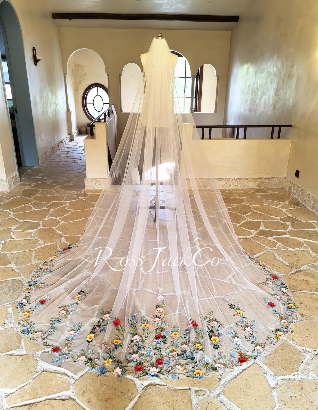 Colorful Wild 3D Flower Wedding Veil, Super Fairy Colorful Lace Bridal ...