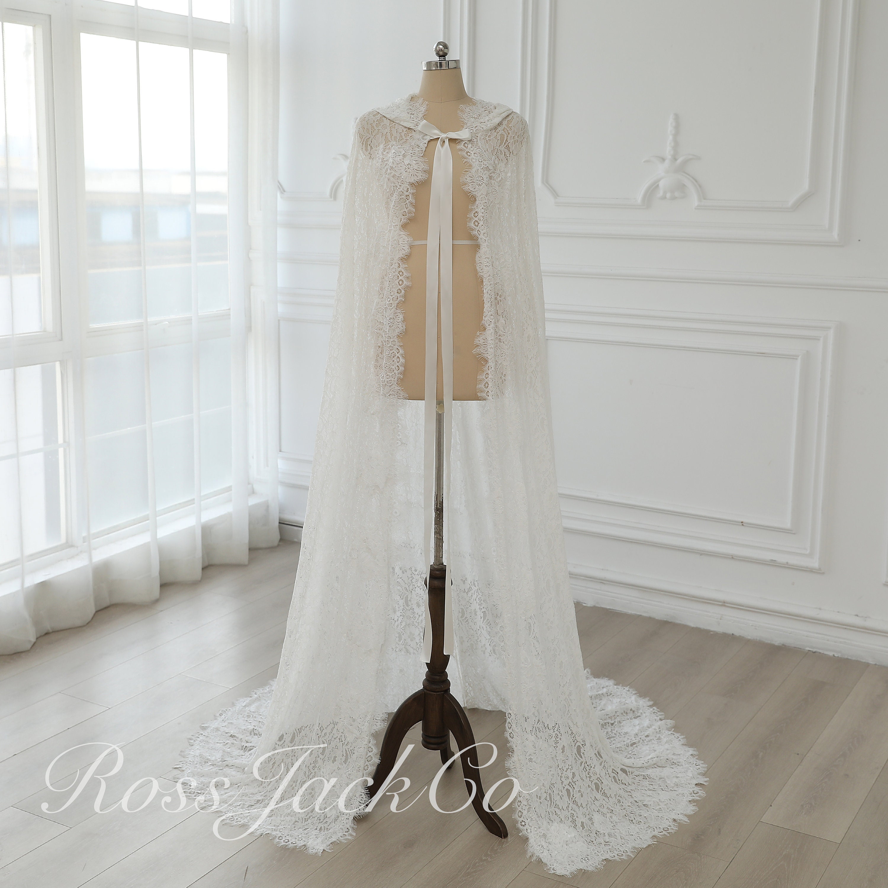Fairy Bridal Veil Cape, Fluffy Flowers Lace Veil Cape, Tied Rope Tulle ...