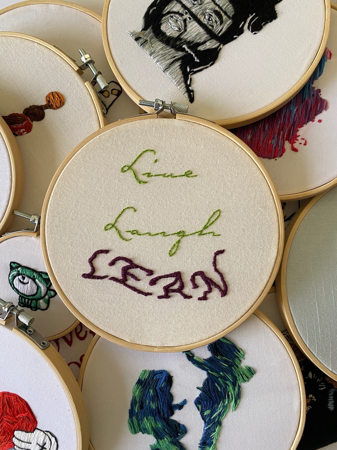 Liv Laugh Lean Embroidery Art - Etsy