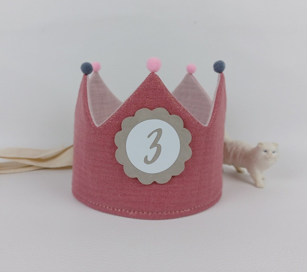Crown for Birthday Child, Birthday Crown, Fabric Crown Muslin With Name ...
