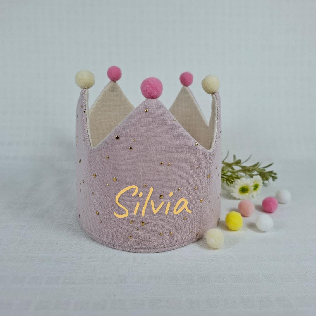 Birthday Crown, Fabric Crown Muslin With Name, Crown for Birthday Child ...