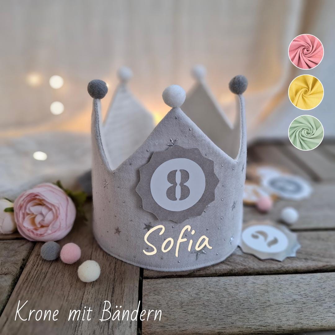 Birthday Crown, Birthday Party Crown, Fabric Crown Muslin With Name ...