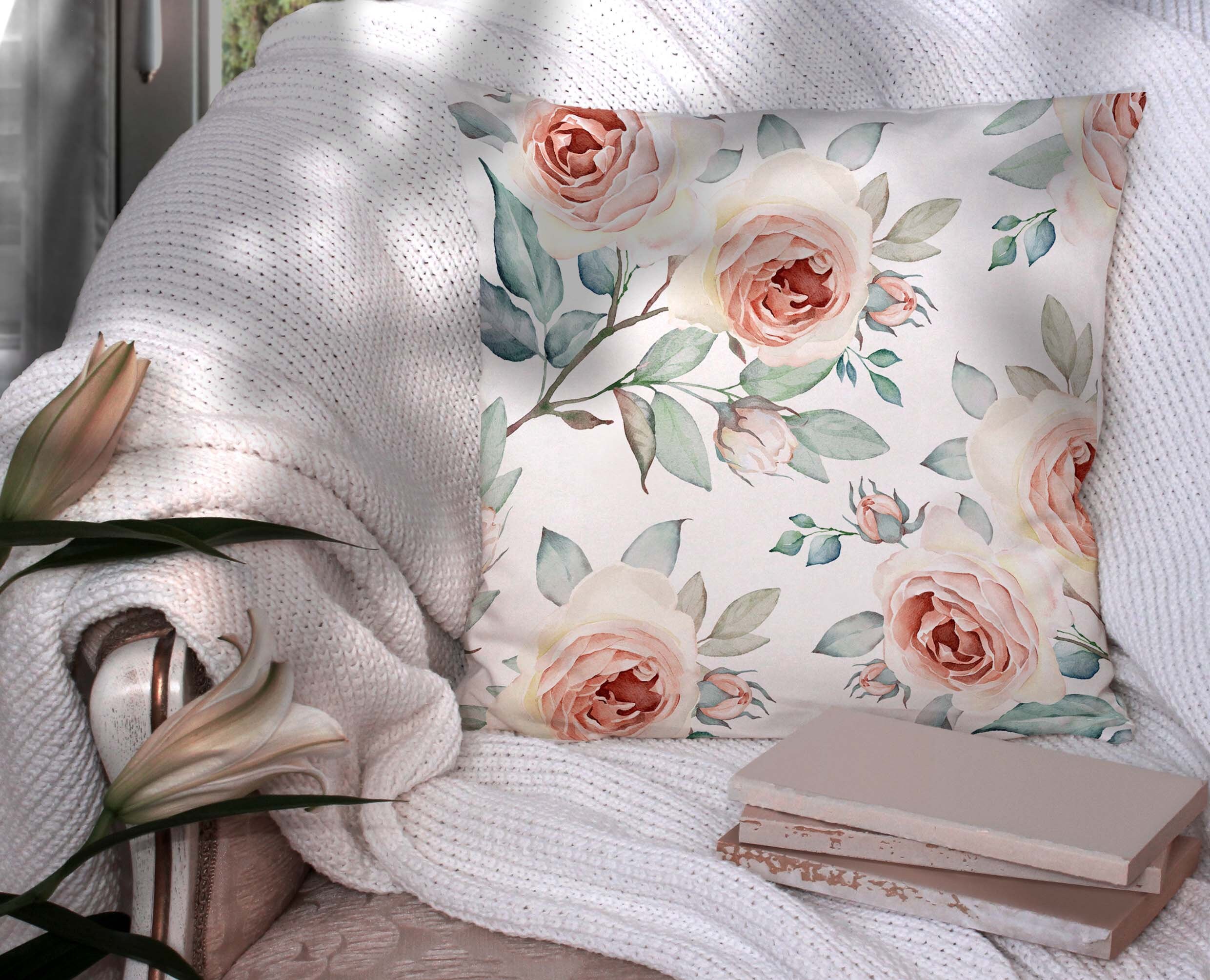 Floral Seamless Pattern Watercolor Roses Pattern Pale Pink Rose Dusty ...