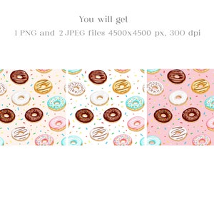 Watercolor Donut Seamless Pattern. Sprinkle Donut Paper. Digital Paper ...