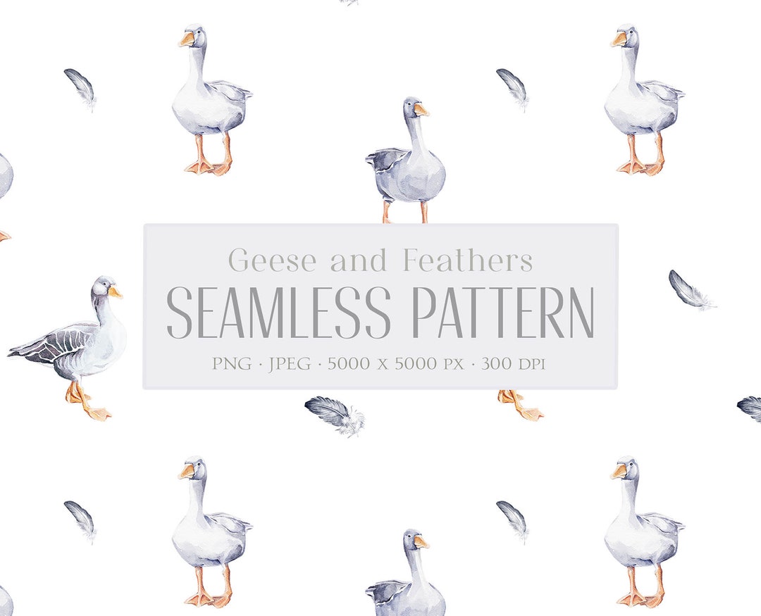Goose Seamless Pattern Farm Geese Goslings Feather Feathers Surface ...