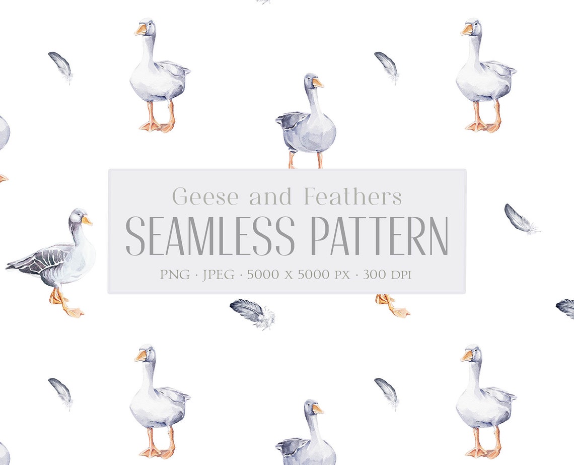 Goose Seamless Pattern Farm Geese Goslings Feather Feathers Surface ...