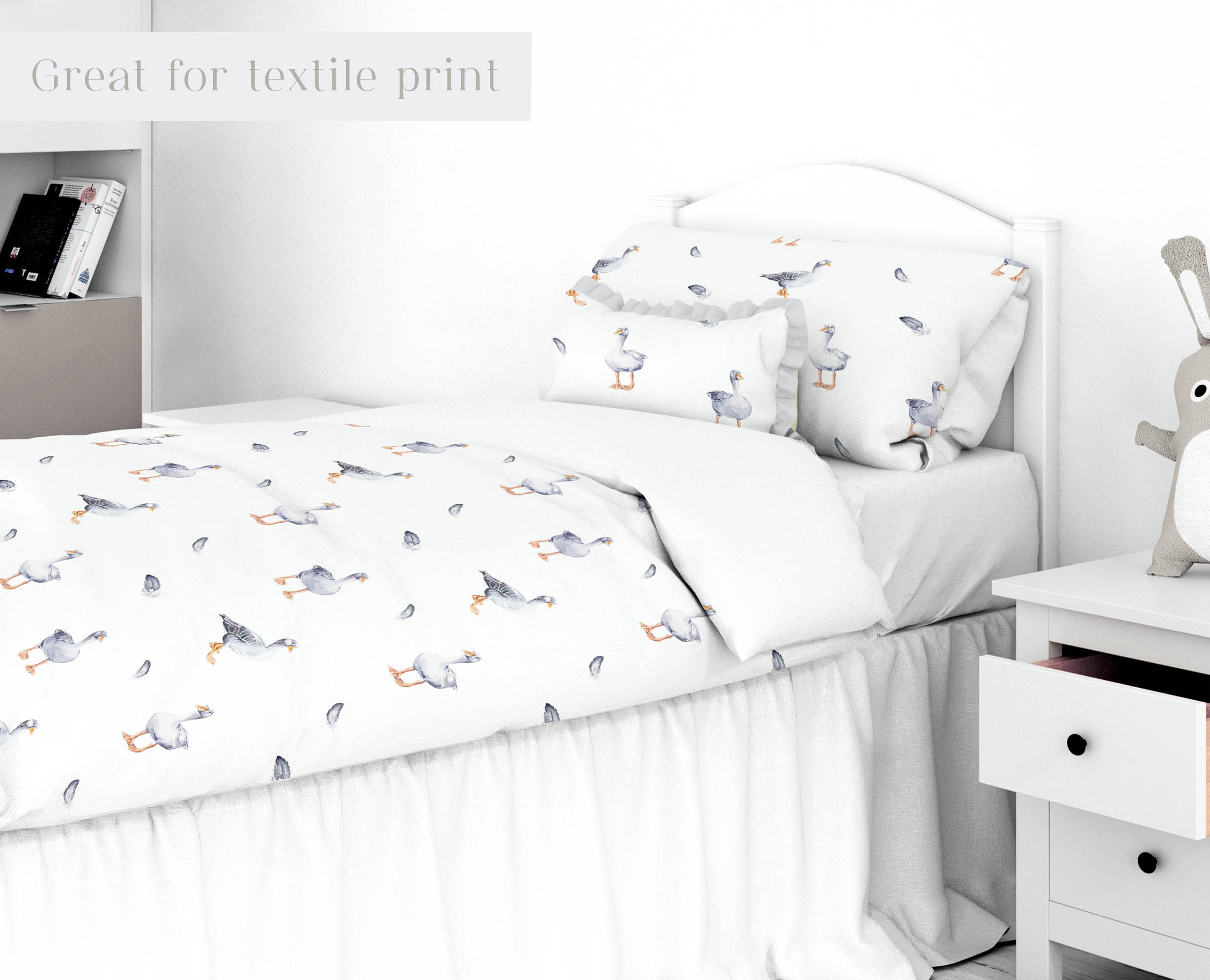 Goose Seamless Pattern Farm Geese Goslings Feather Feathers Surface ...