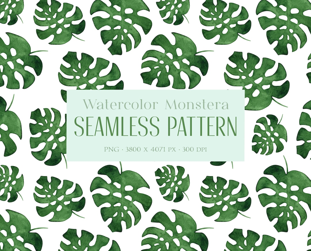 Tropical Leaves Digital Paper. Monstera Leaf Seamless Pattern. - Etsy