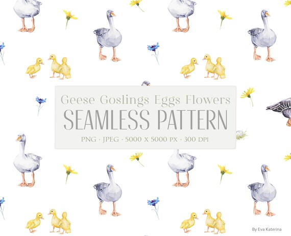 Goose Seamless Pattern Farm Animals Pattern Goslings Egg | Etsy