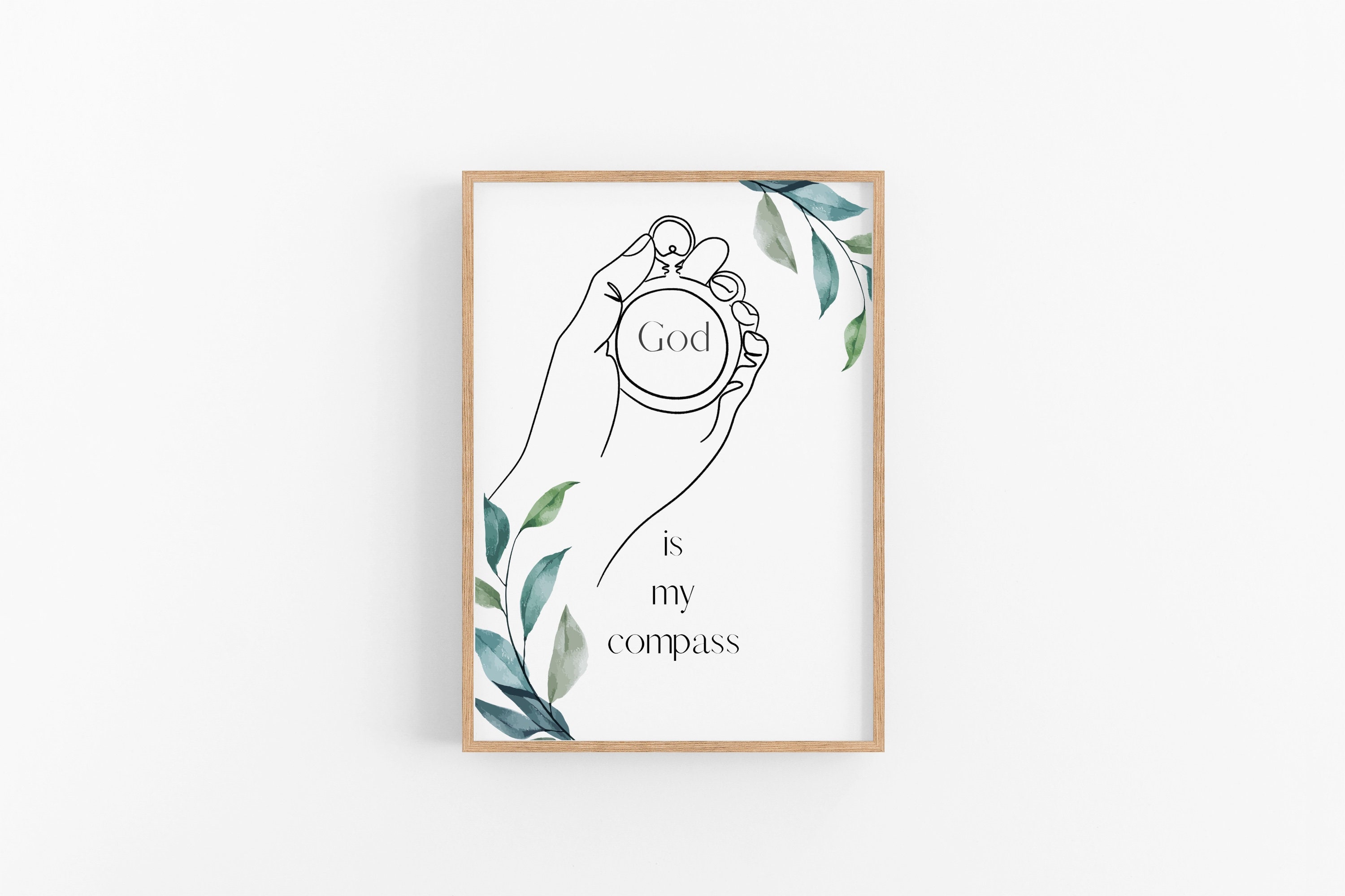 Poster God is My Compass Minimal Poster Christian Poster One Line Art ...