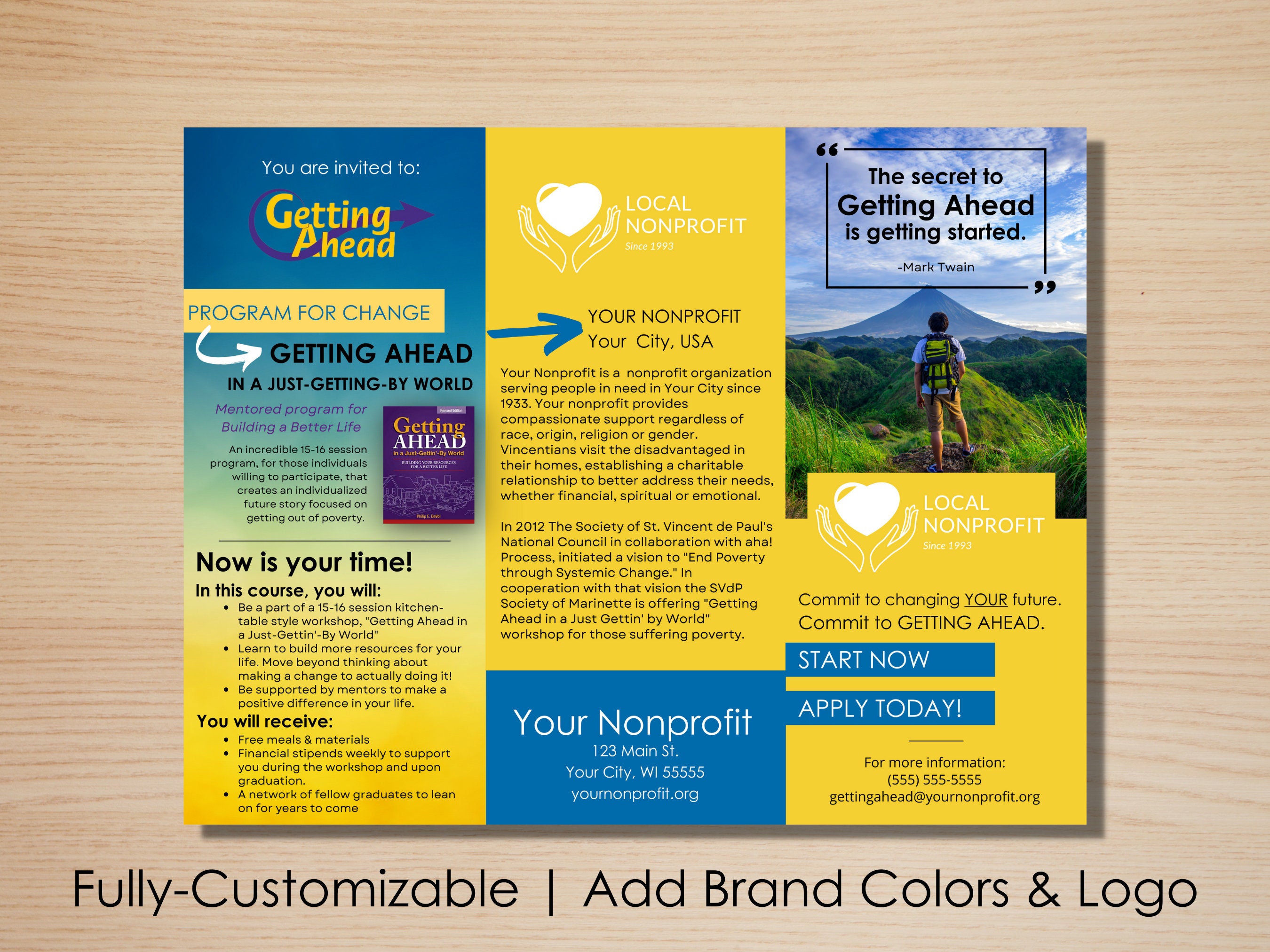 Tri-fold Brochure Nonprofit Program Brochure Nonprofit Marketing ...