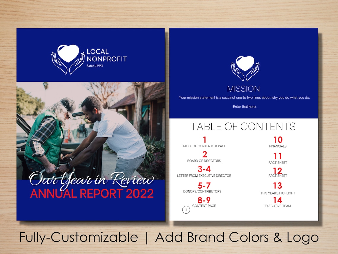 Nonprofit Annual Report CANVA TEMPLATE 16-pages Lengthy - Etsy