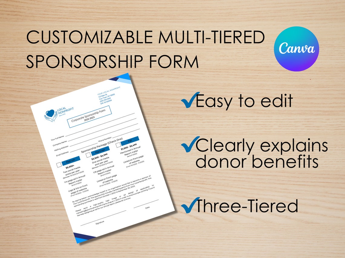 Nonprofit Multi-tiered Sponsorship Package TEMPLATE Includes Slide Deck ...