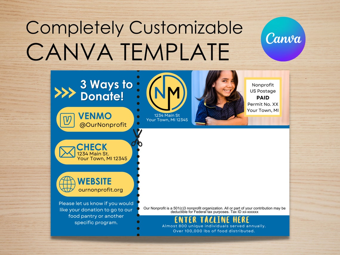 Nonprofit Donor Mailer Postcard Canva TEMPLATE - Etsy