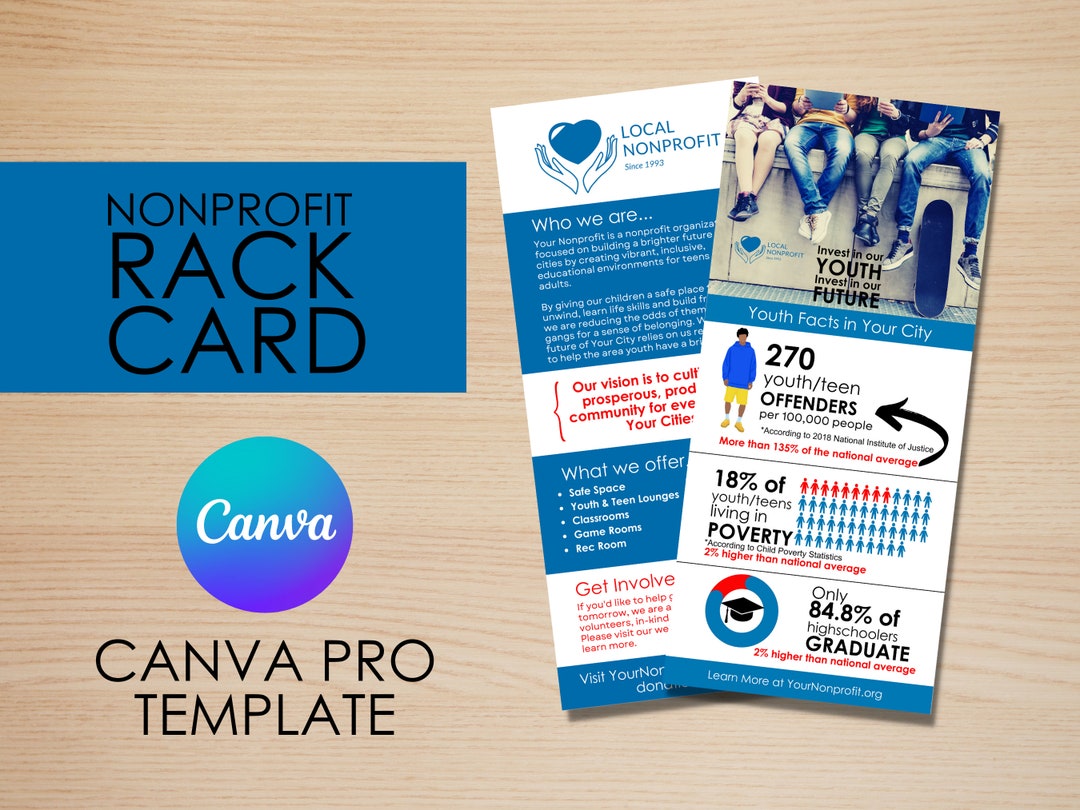 Nonprofit Donor Rack Card Canva Pro TEMPLATE Nonprofit Brochure ...