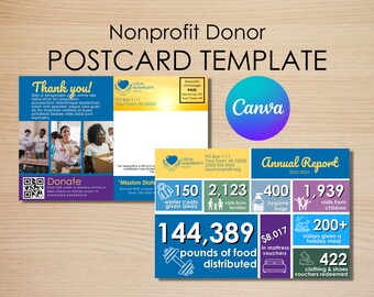 Nonprofit Donor Mailer Postcard Canva TEMPLATE - Etsy