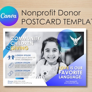 Nonprofit Donor Mailer Postcard Canva PRO TEMPLATE - Etsy