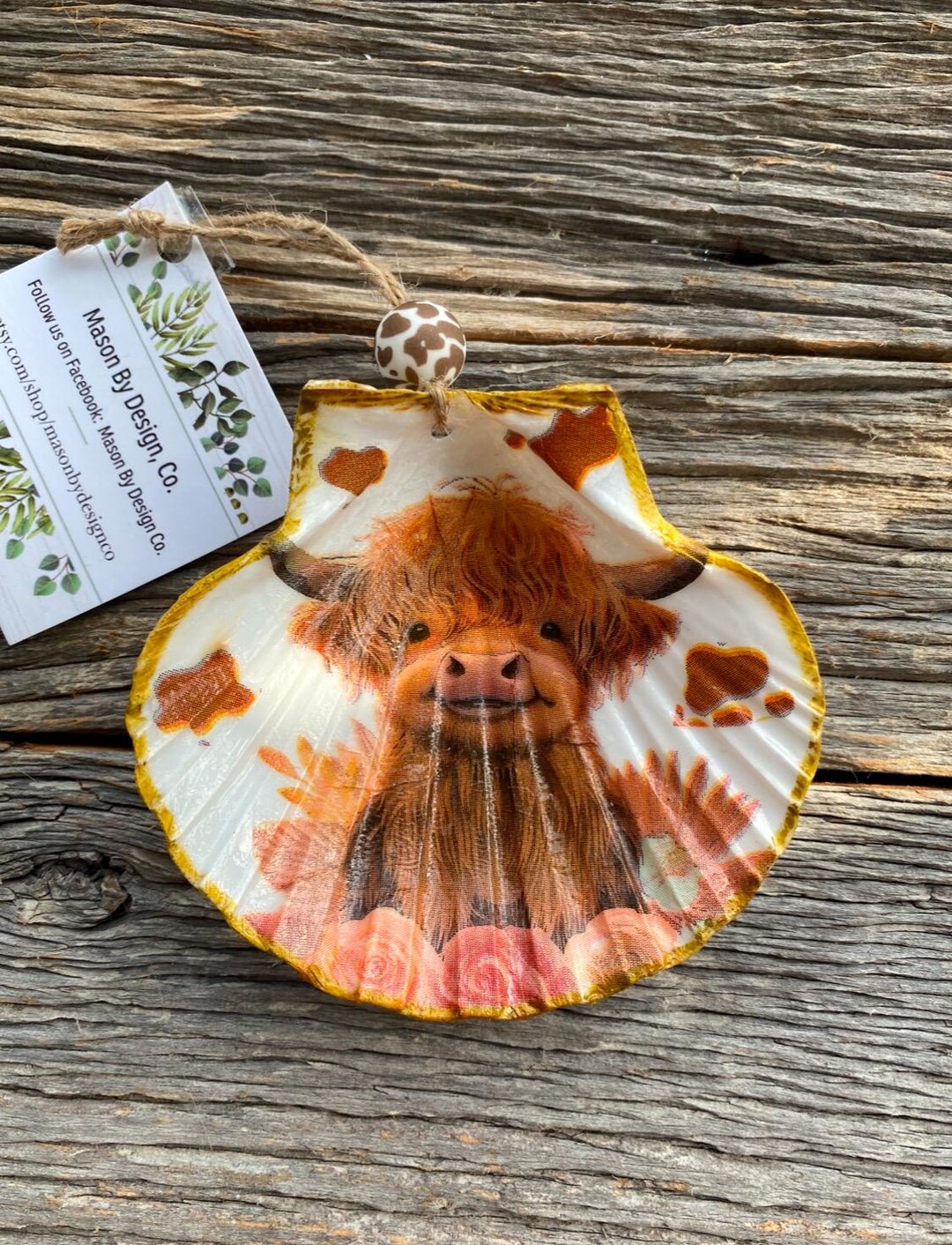 Highland Cow Shell Ornament: Coastal Nautical Decor - Etsy